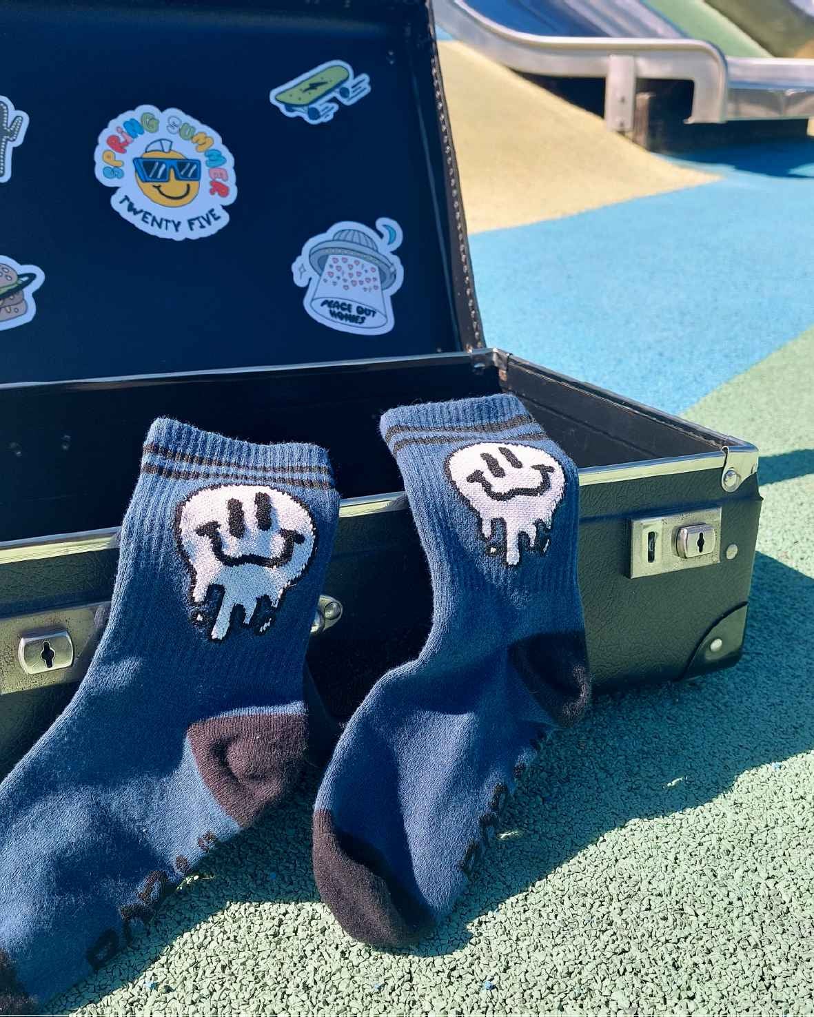 Boys Drippy Smile Socks in Navy | Chances Surf NZ