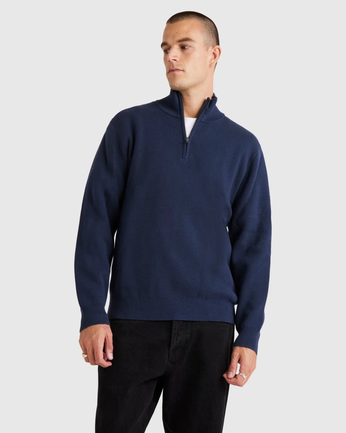 Duke Qtr Zip Up Jumper in Moody Blue | Chances Surf NZ