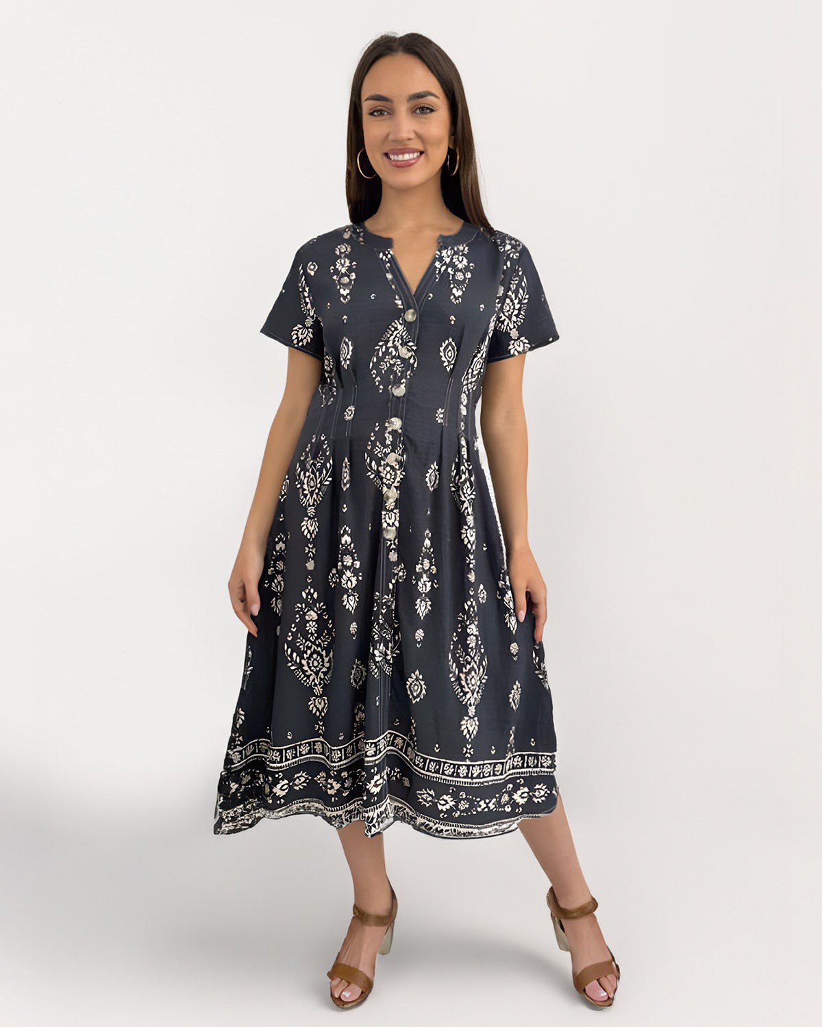 Sienna Border Midi Dress in Black | Chances Surf NZ