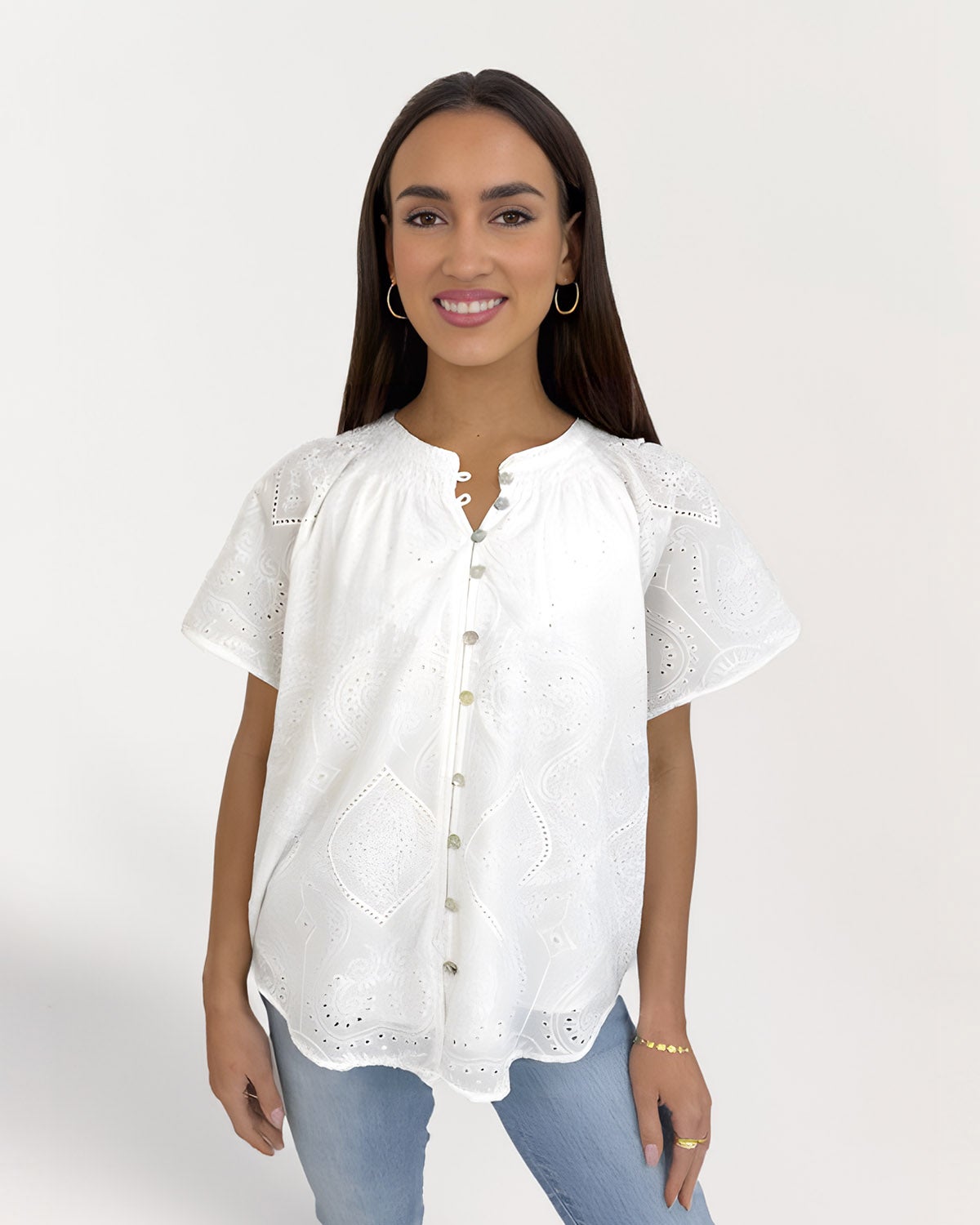 Willow Embroidery Top in White | Chances Surf NZ